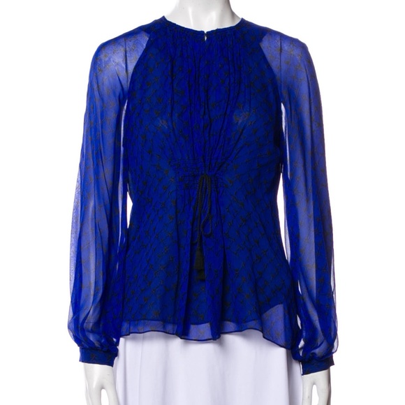 Diane Von Furstenberg | Tops | Dvf Mollie Smock Front Blouse In Cobalt ...
